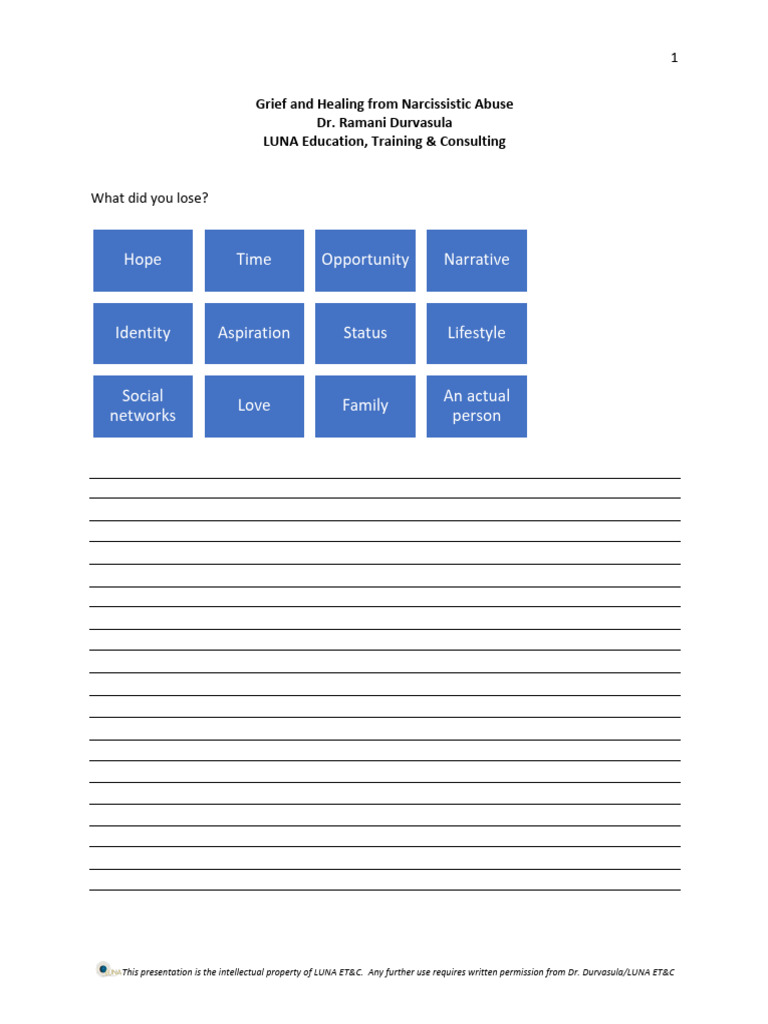 GRIEF Workshop Outline APRIL | PDF | Grief | Narcissism