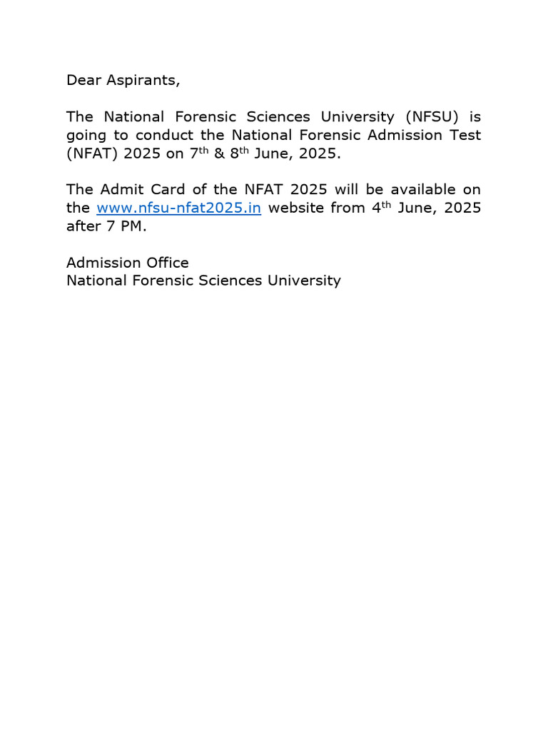 NFAT 2025 Notice | PDF
