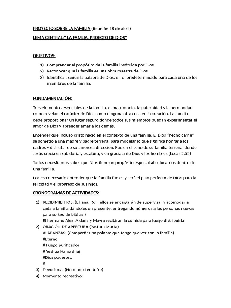Proyecto Sobre La Familia | PDF