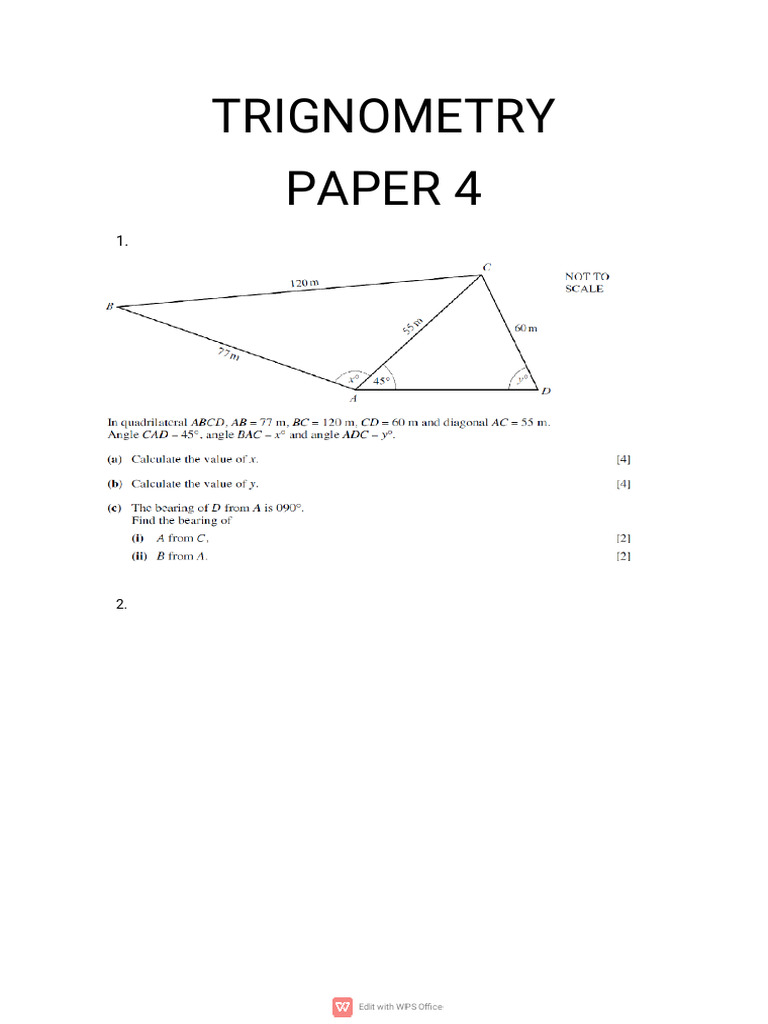 Trignometry Paper 4 | PDF