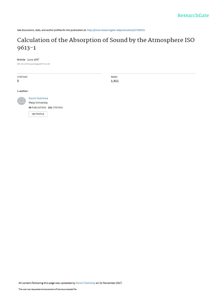 ISO 9613-1 Sound Absorption Analysis | PDF | Sound | Atmosphere
