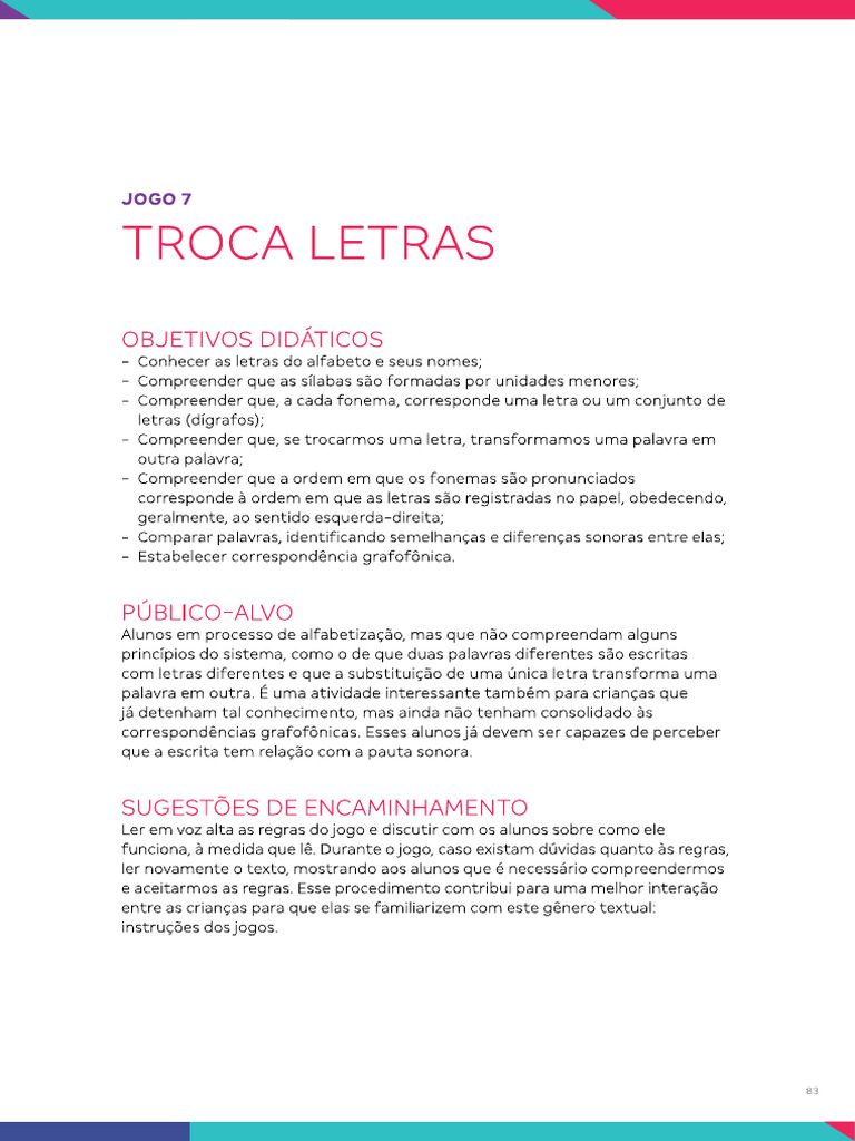 Troca-Letras - Jogos CEEL | PDF