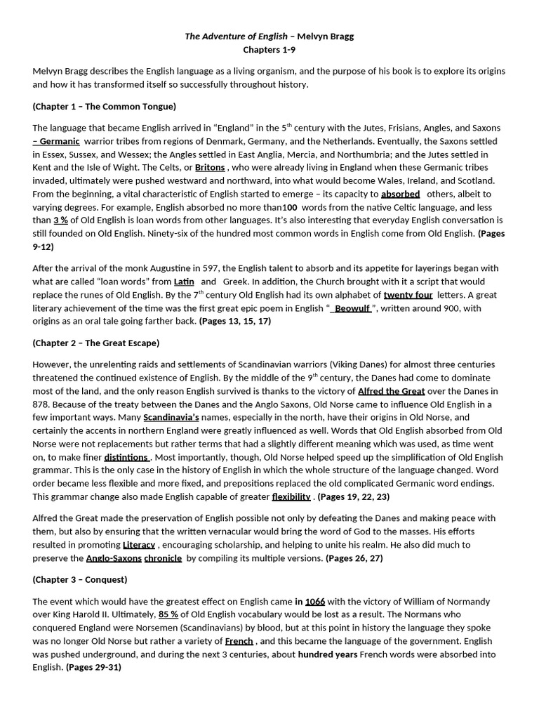The Adventure of English - Chapters 1-9 Summary Contestado Suzel | PDF ...