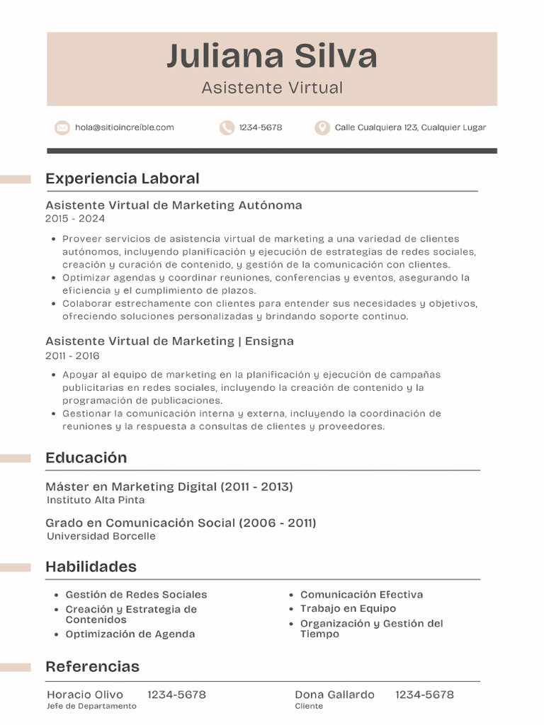 Curriculum Asistente Virtual Minimalista Crema - 20250606 - 102619 ...
