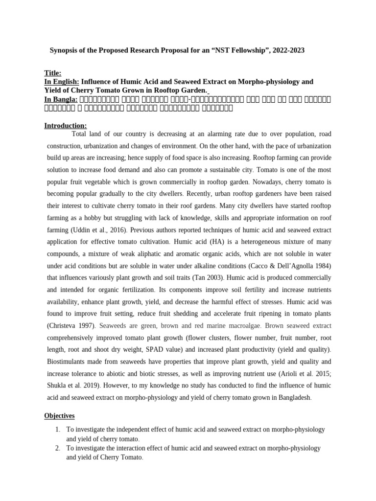 Tamanna's Synopsis - Final | PDF | Tomato | Soil