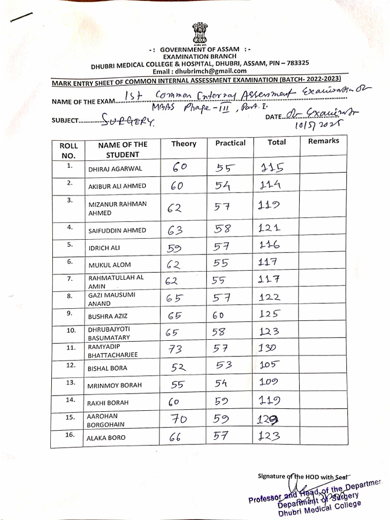 1st Common Internal Assessment Exam (Batch - 2022-2023) Phase 3 Part 1 ...