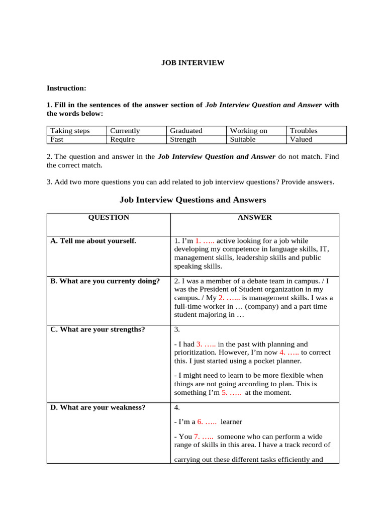 Job Interview Question and Answer | PDF | Job Interview | Learning