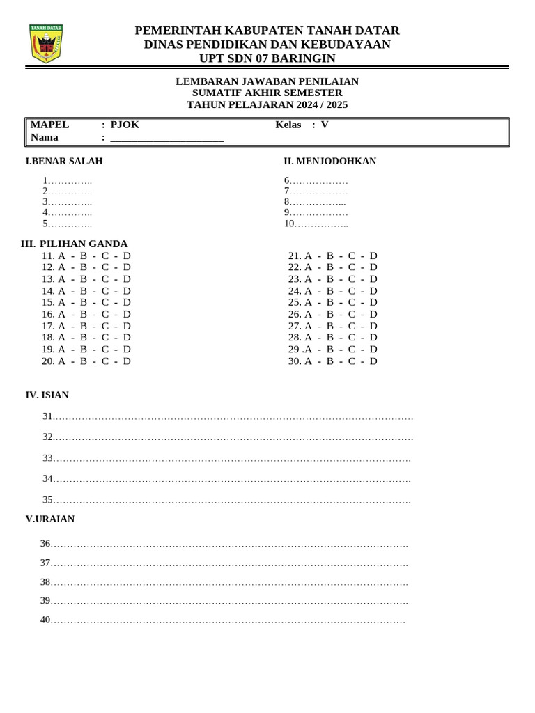 Lembar Jawaban Sas-4 | PDF