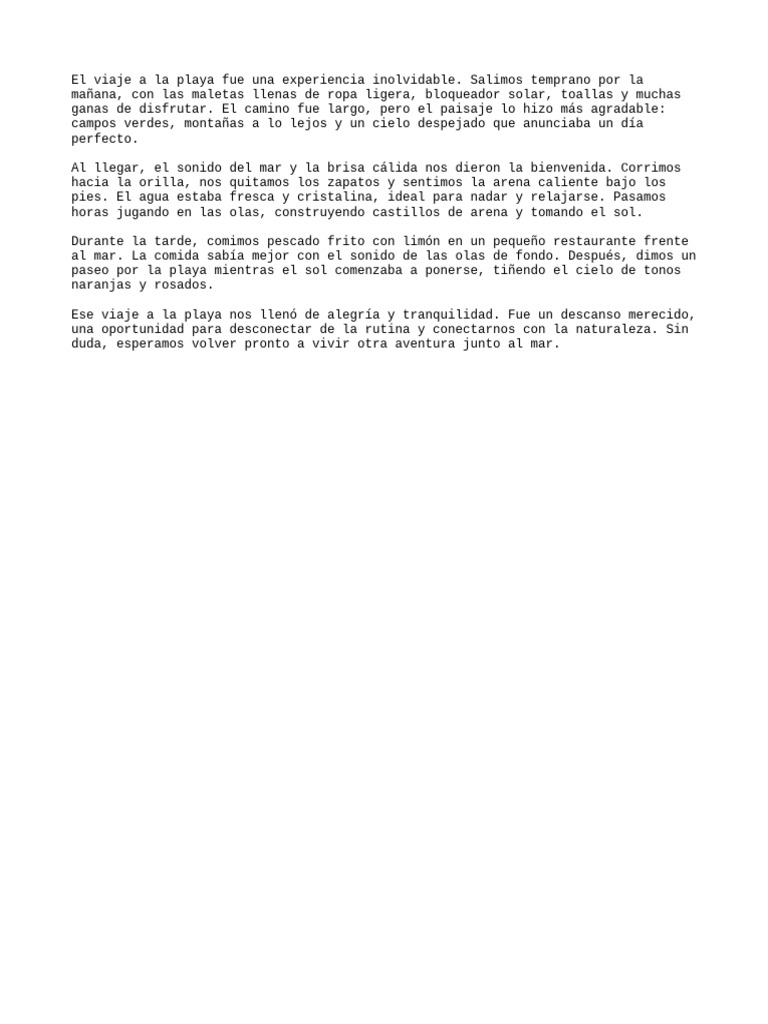 Viaje A La Playa | PDF