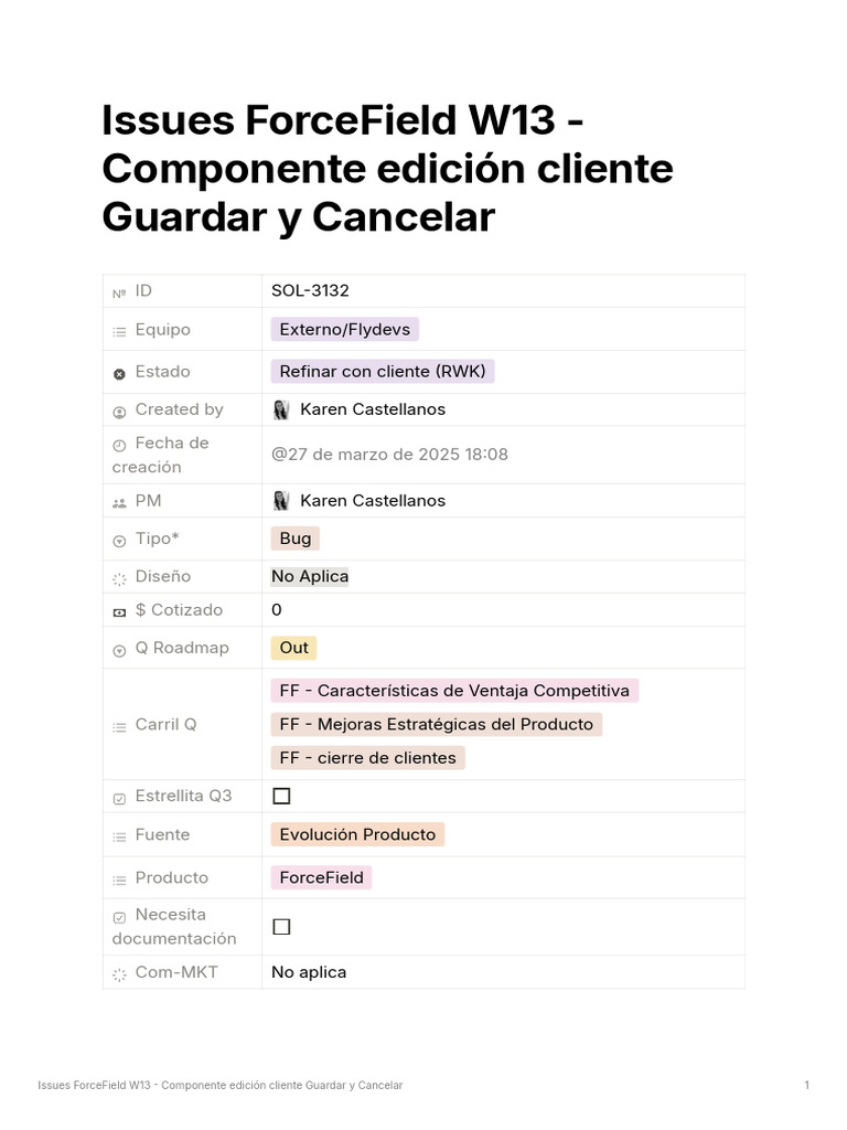 Issues ForceField W13 - Componente Edicin Cliente Guardar y Cancelar | PDF | Informática