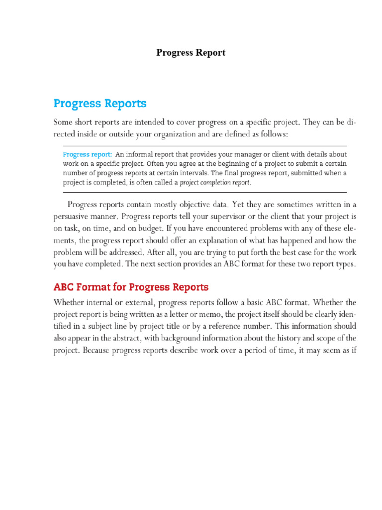 Progress Reports | PDF