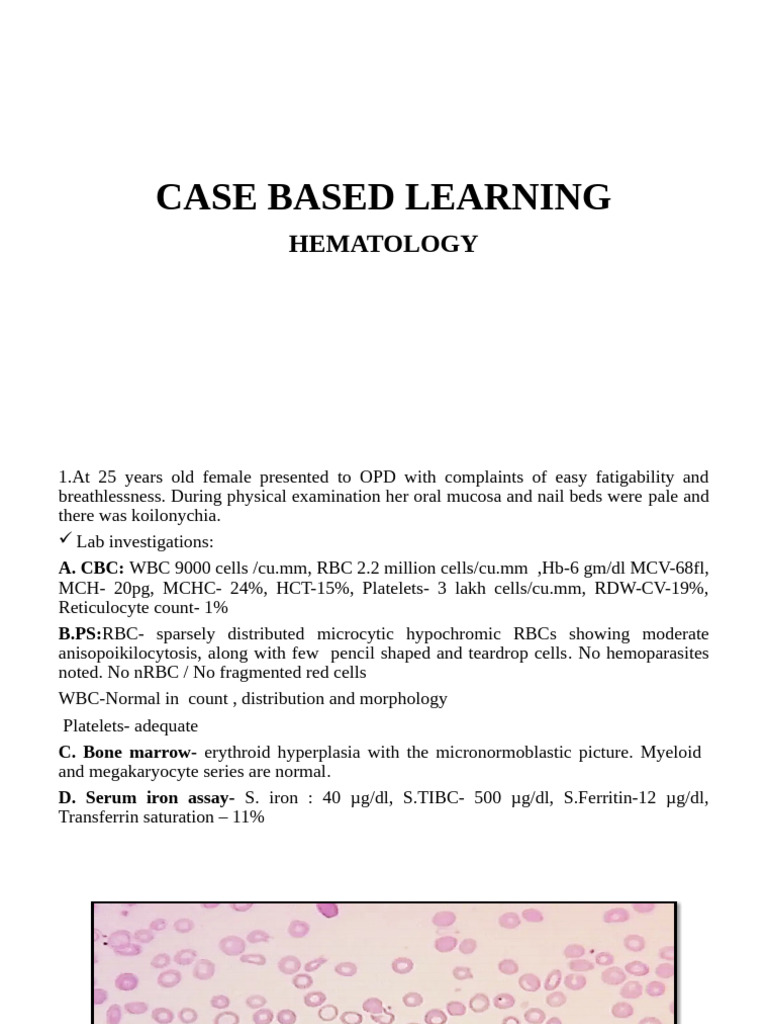 Hematology Case Studies on Anemia and Leukemia | PDF | Anemia | White ...
