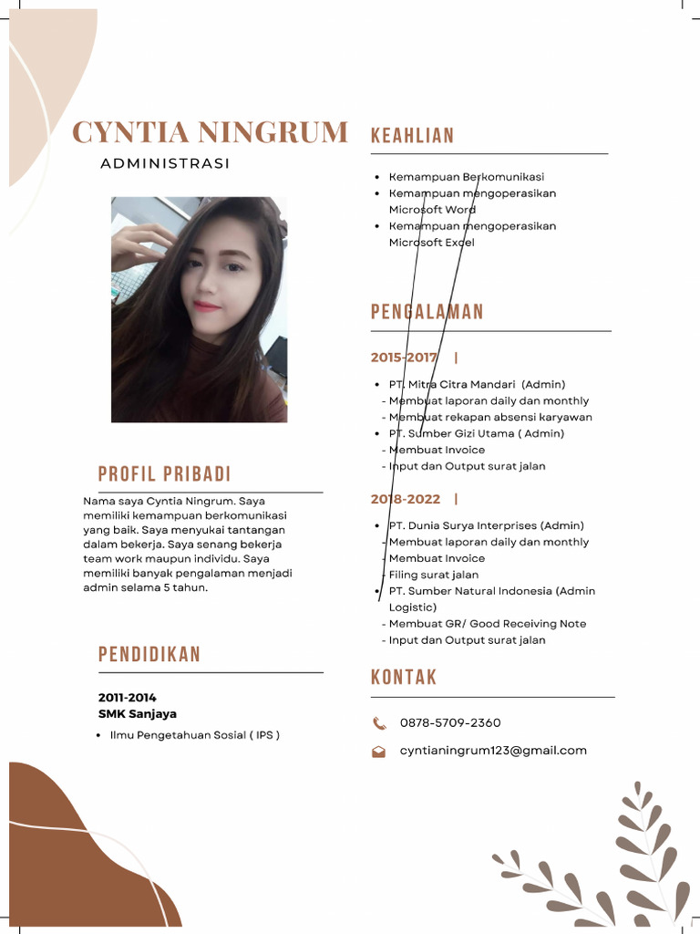 CV Cyntia Ningrum | PDF