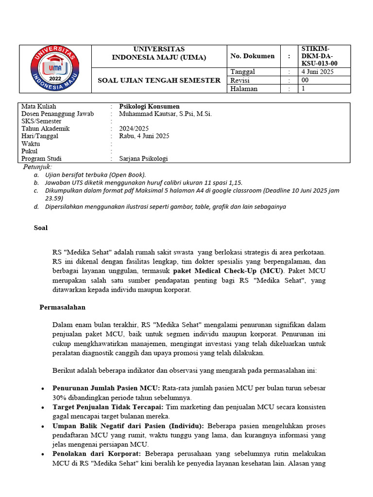 UTS Psikologi Konsumen 2025 | PDF