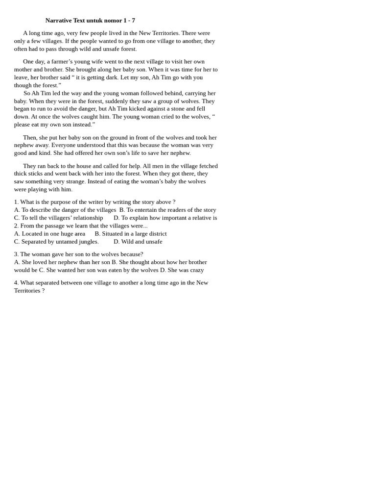 Narrative Text Analysis and Exercises | PDF