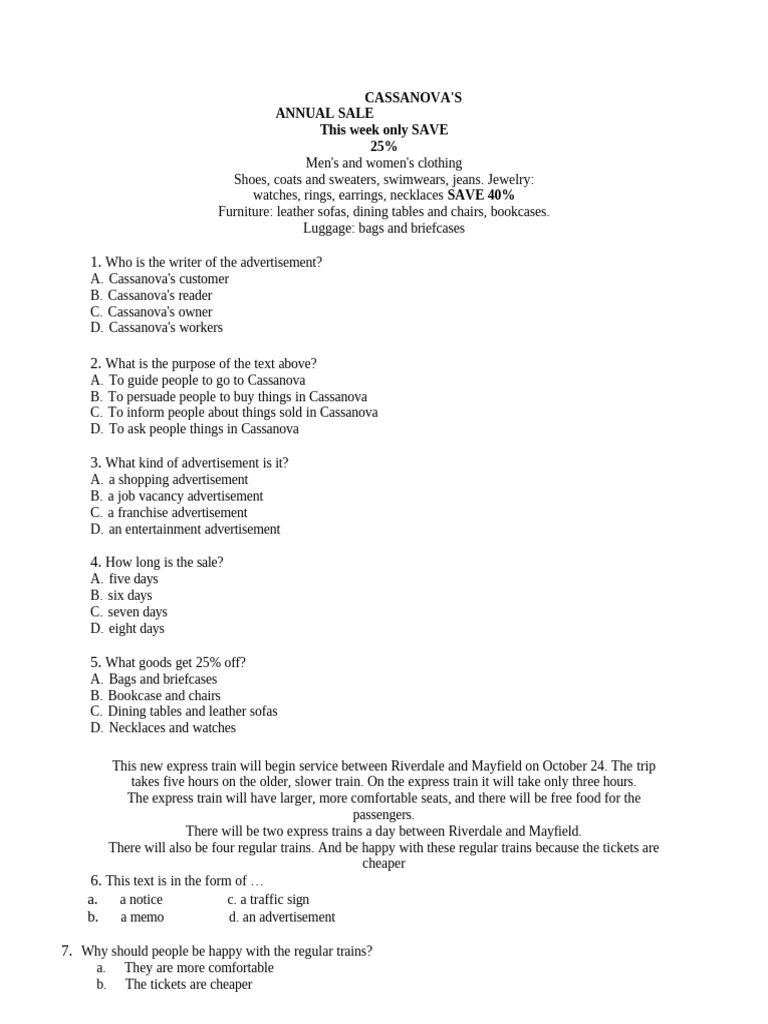 Soal Latihan Advertisement | PDF