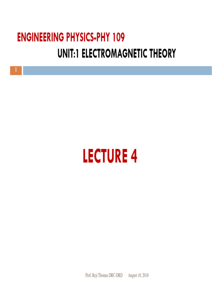 Unit 1 EM Theory Lecture 4 | PDF | Divergence | Coordinate System