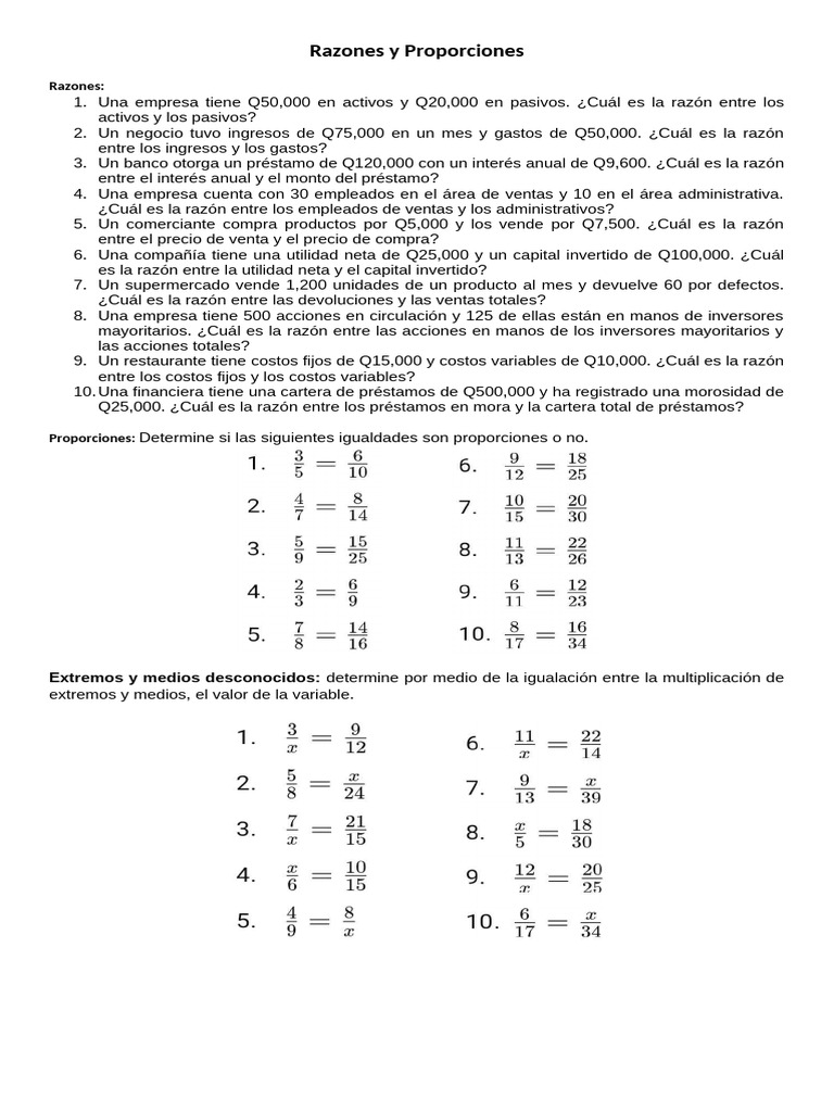 Razones y Proporciones | PDF
