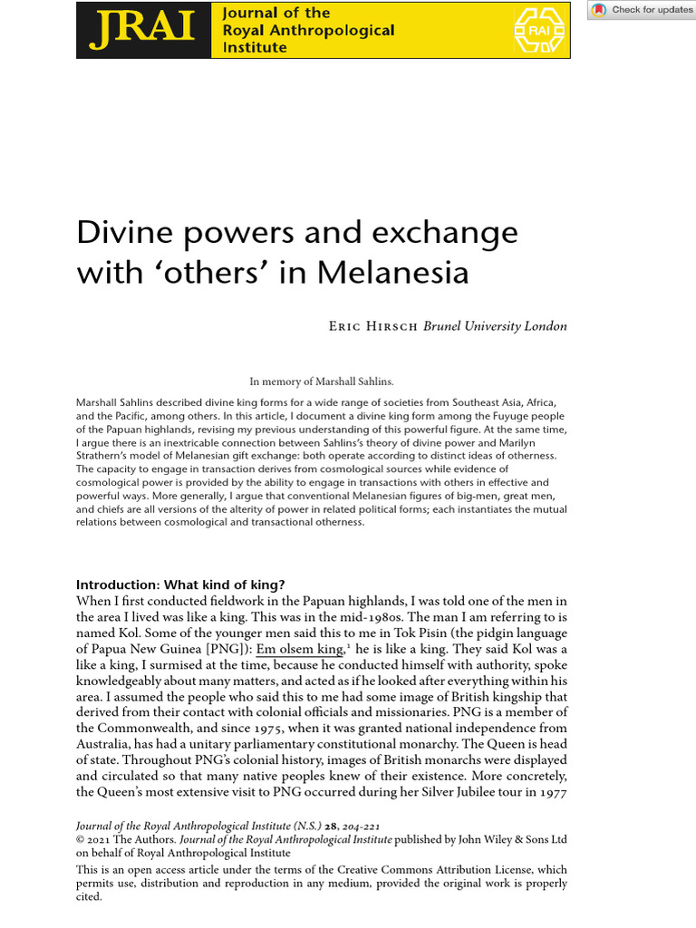 Divine Powers and Exchange With Others in Melanesia | PDF | Rituals ...