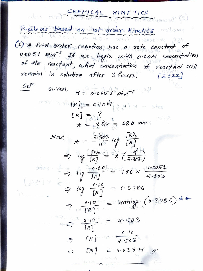 Chemical Kinetics Q Bank Solve | PDF