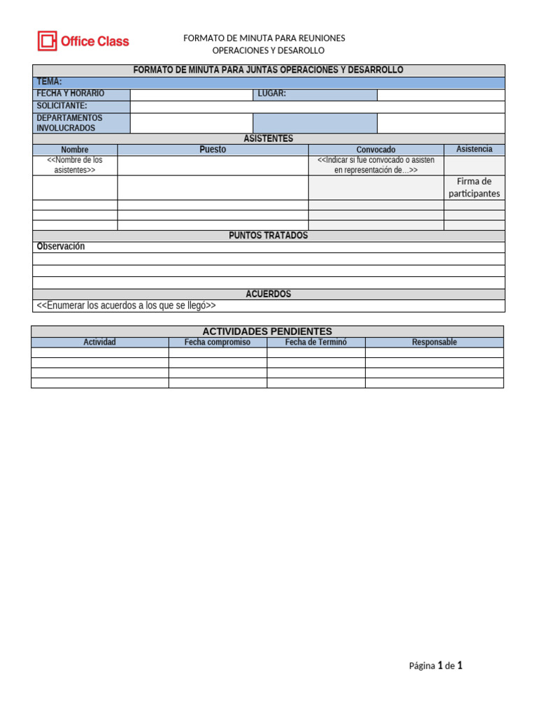 Formato de Minuta para Reuniones | PDF