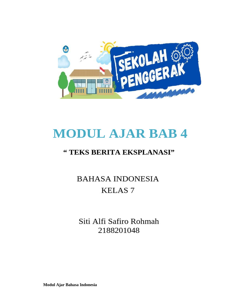 Siti Alfi Safiro Rohmah - 2188201048 Modul Ajar Kls 7 Teks Berita Eksplanasi | PDF