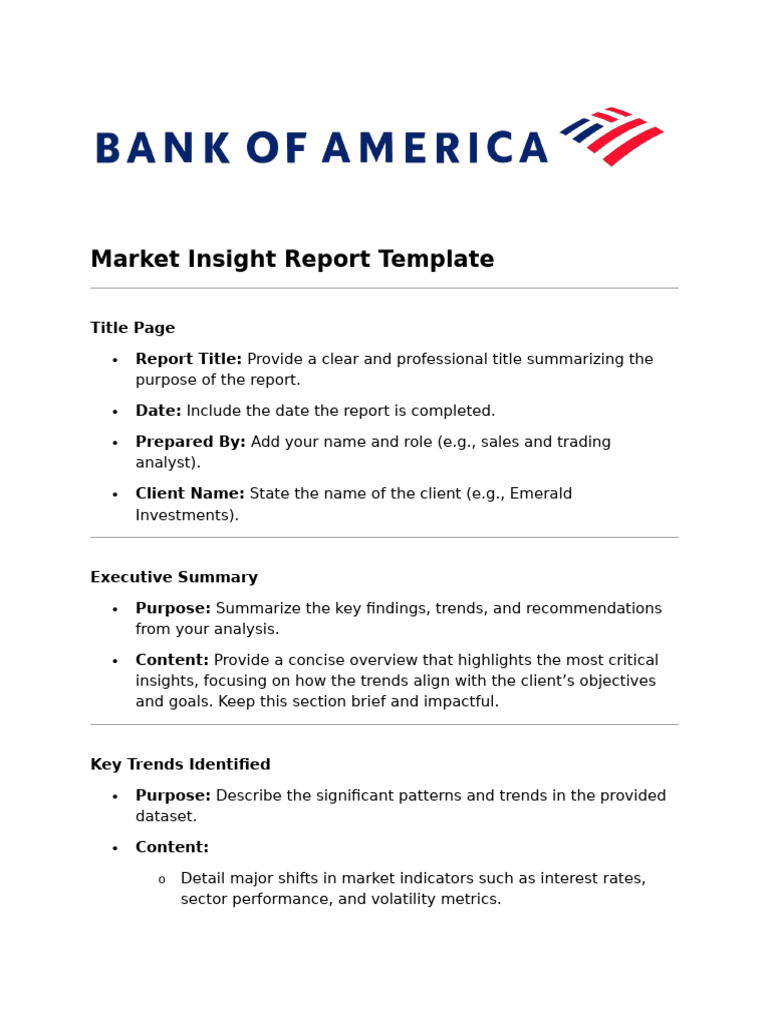 Market Insight Report Template - Task 1 | PDF | Risk
