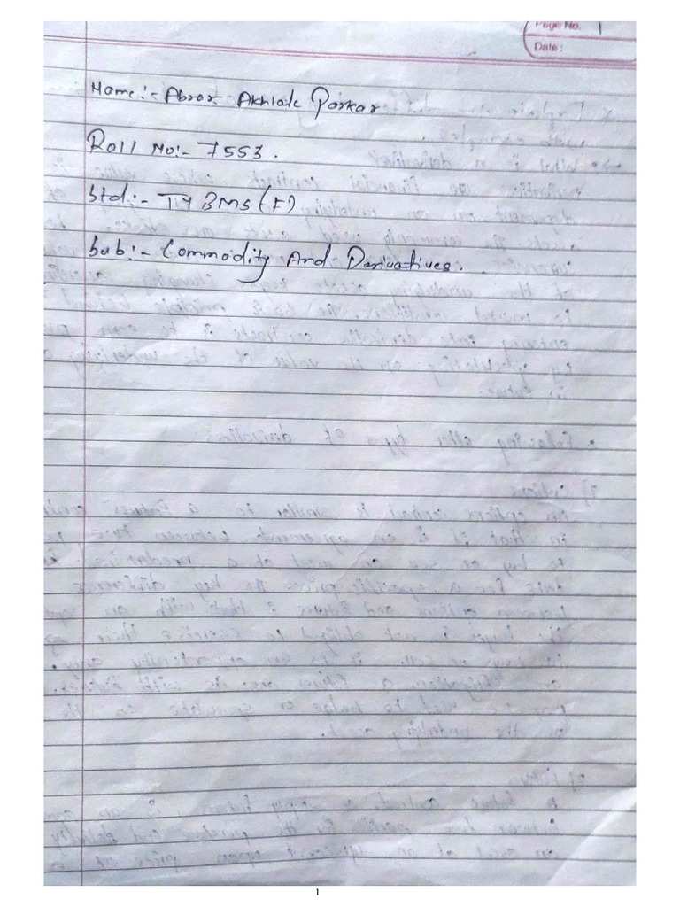 Commodity and Derivatives Project | PDF