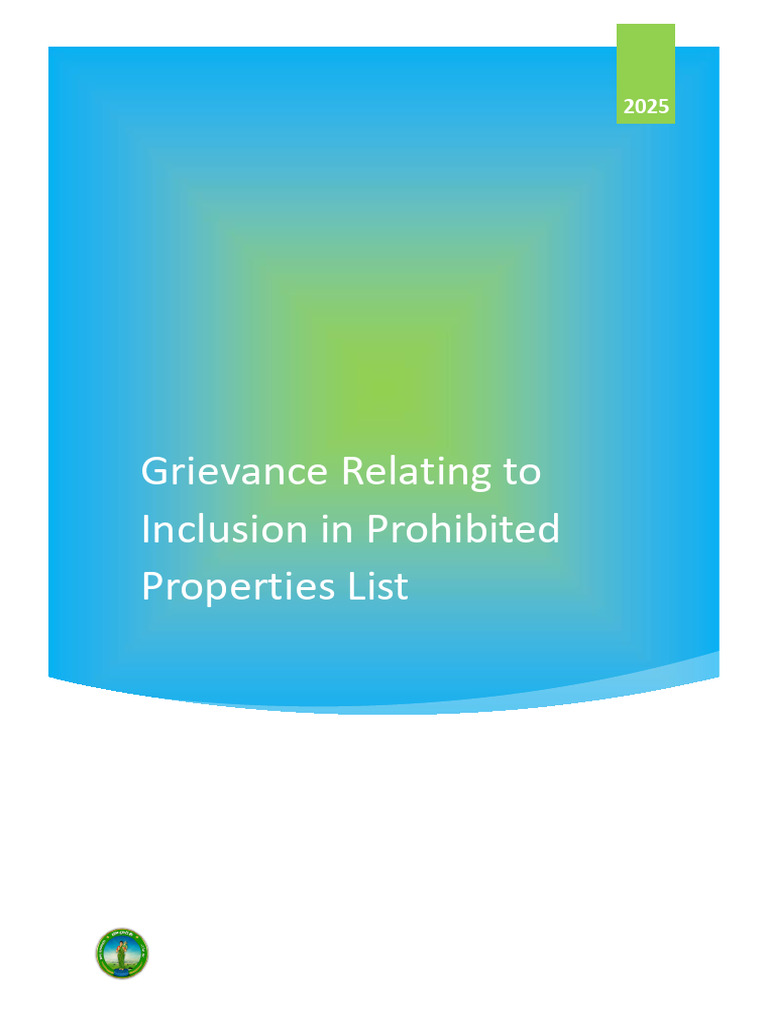 Grievance Relating To Inclusion in Prohibited Properties List | PDF