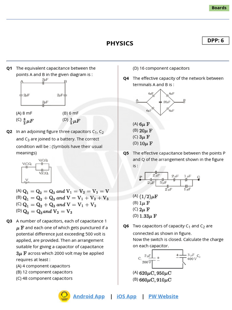 Parishram 2026: Physics | PDF | Capacitance | Capacitor