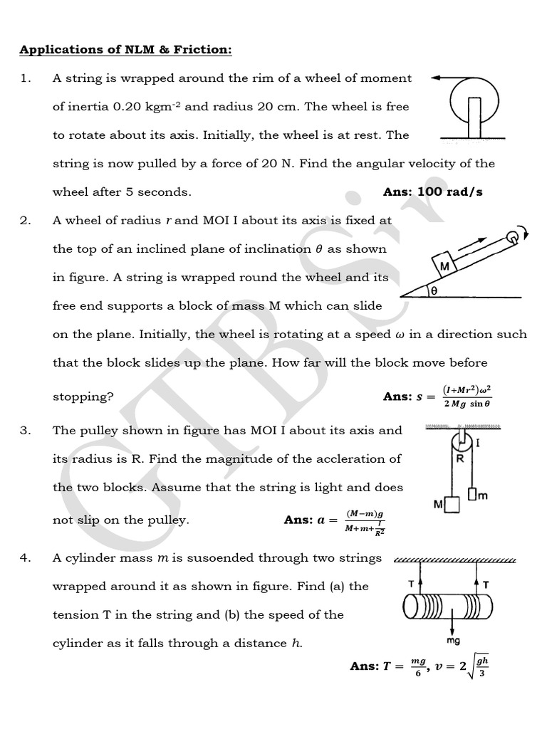 Applications of NLM and Friction in RD | PDF | Rotation Around A Fixed Axis | Force