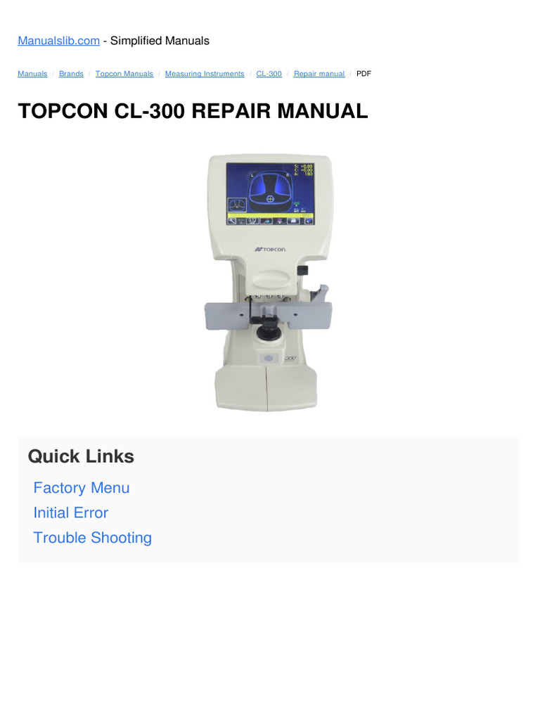 Topcon CL-300 Repair Manual PDF | PDF | Printed Circuit Board | Liquid ...