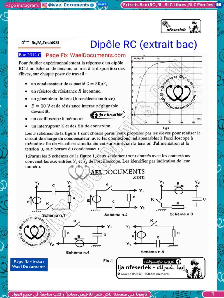 Physique Extrait Bac RC,RL,RLCLibres,RLC | PDF