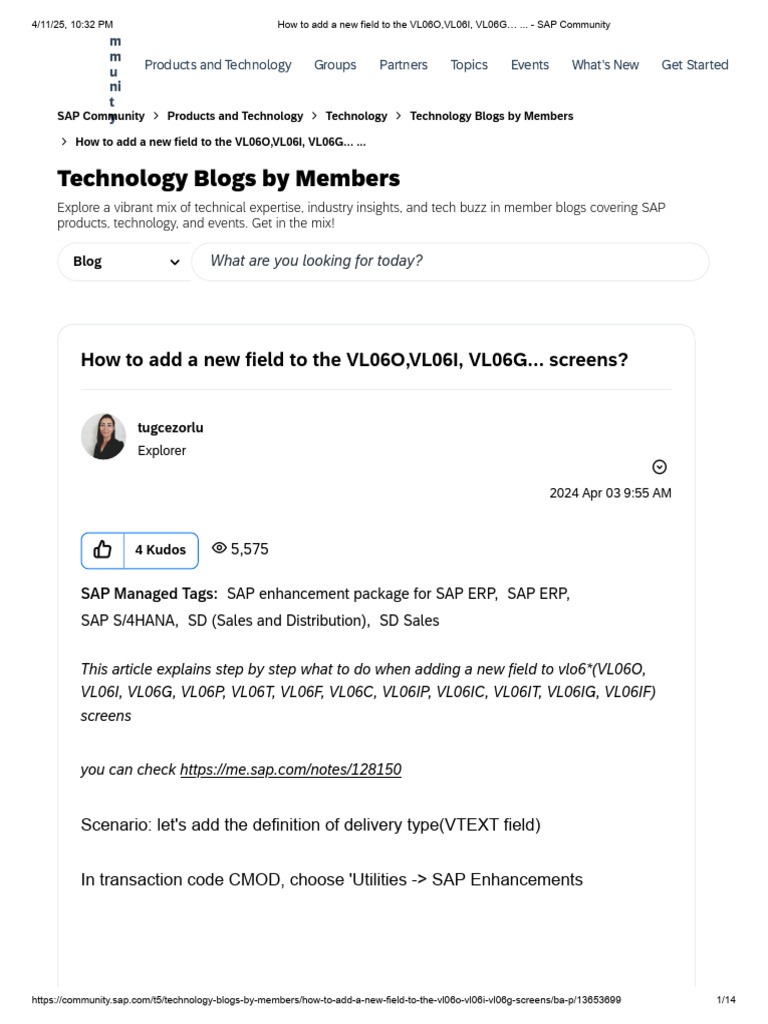 How To Add A New Field To The VL06O, VL06I, VL06G ... - SAP Community ...