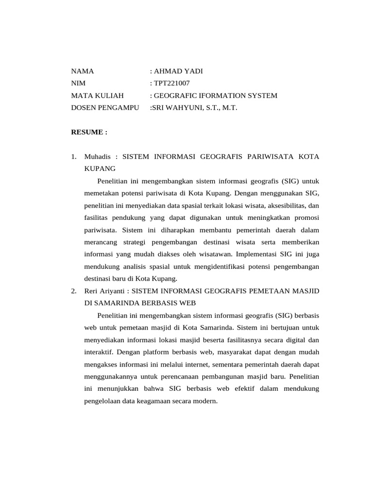 Resume Gis Ahmad Yadi 2025 | PDF
