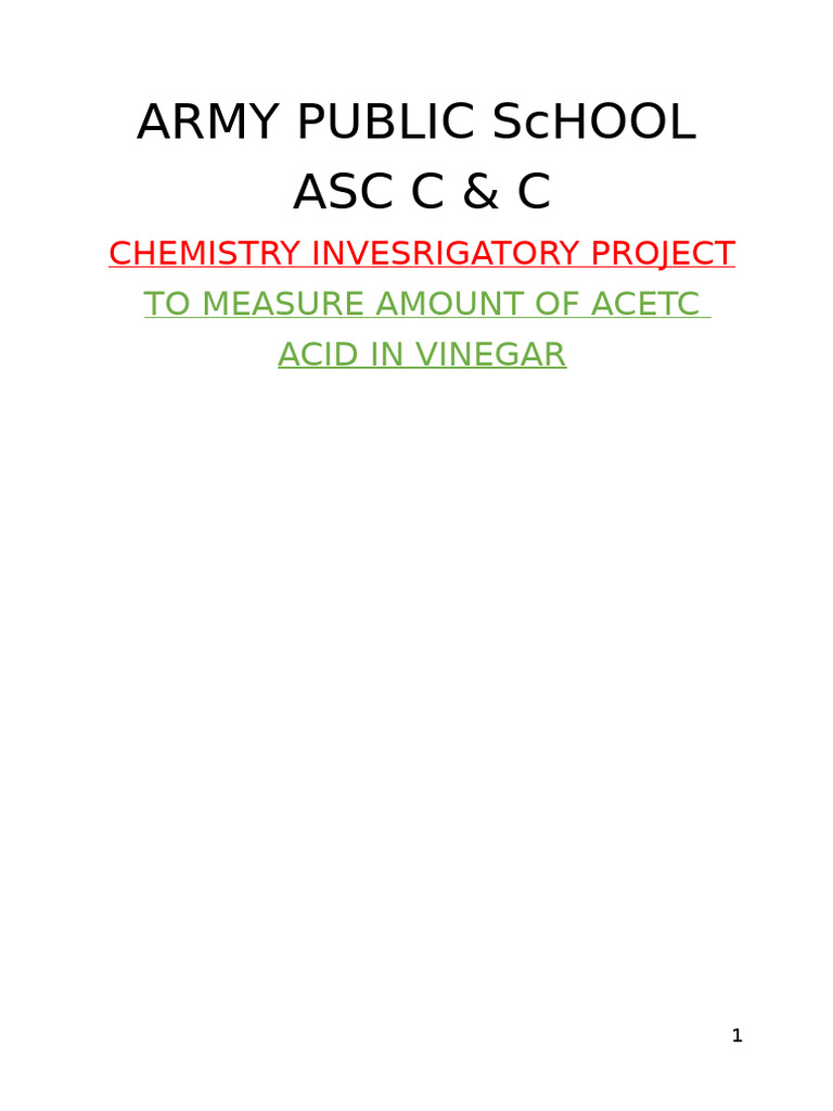 Measuring Acetic Acid in Vinegar | PDF | Titration | Chemistry