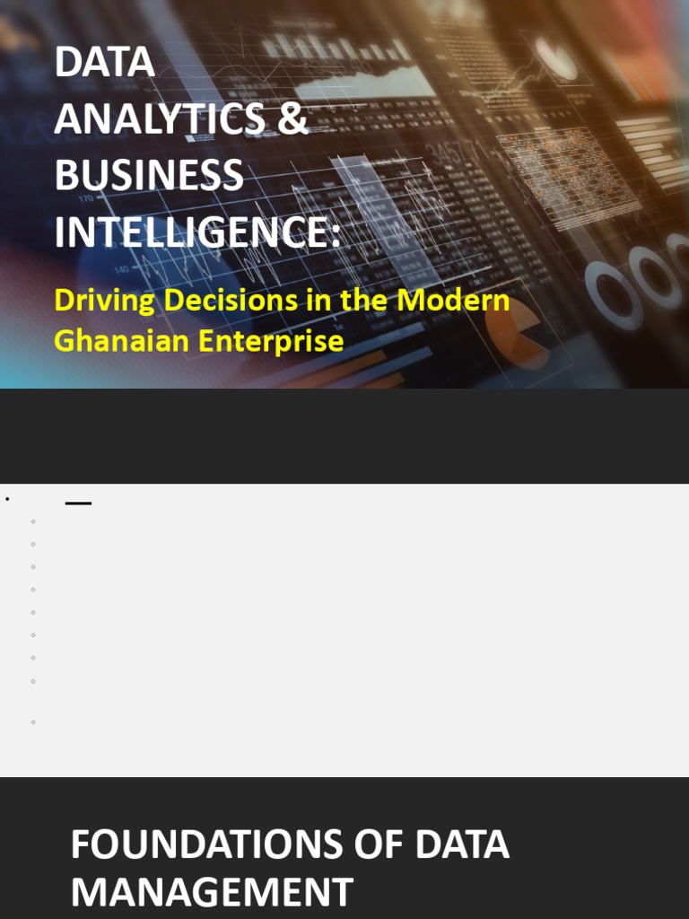 Lecture 8 Data - Analytics - BI - Ghana | PDF | Databases | Analytics