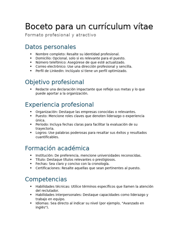 Boceto para Curriculum Vitae | PDF