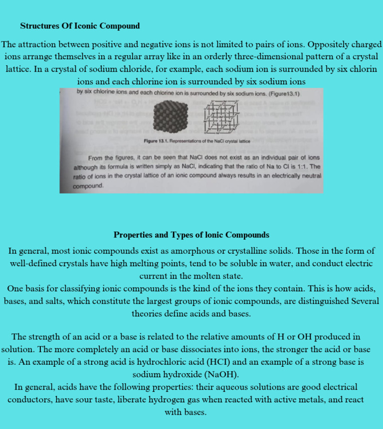 Structure of Lonic Compounds The Attraction Between Positive and ...