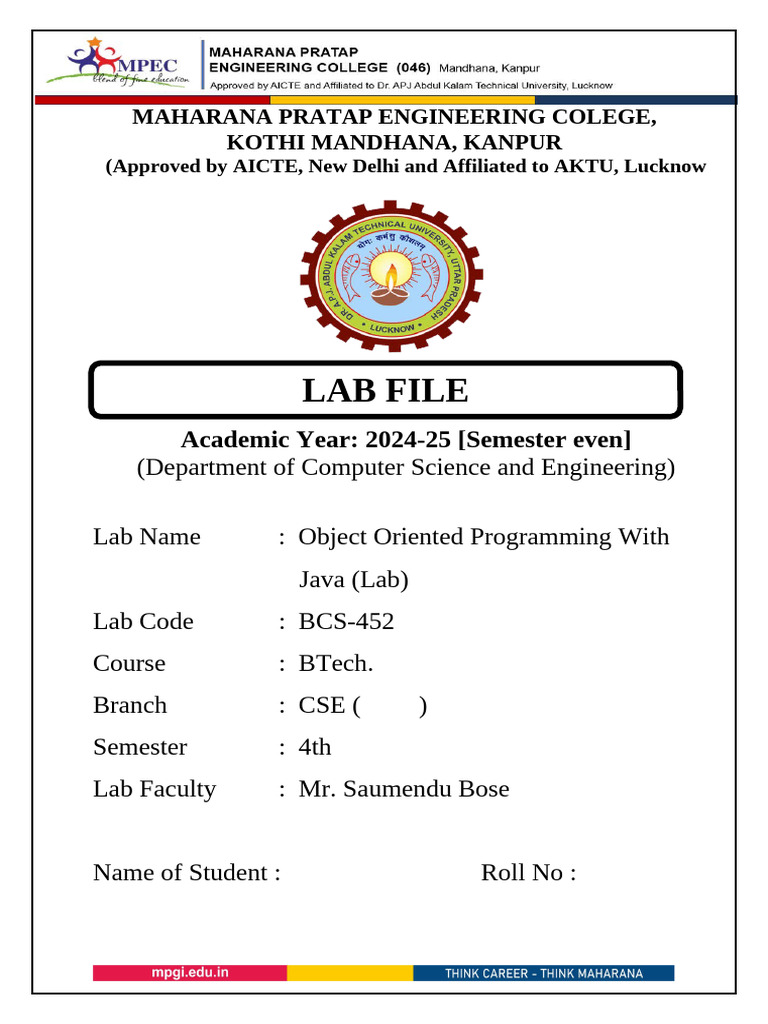 Lab File Format BCS-452 | PDF