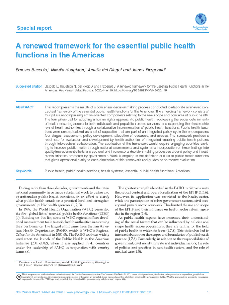 A Renewed Framework For The Essential Public Health | PDF | Public ...