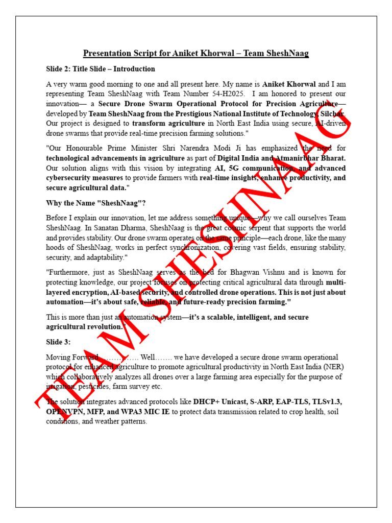 Presentation Script For Aniket Khorwal | PDF | Transport Layer Security | Agriculture