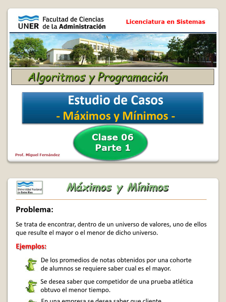 Clase 06 - 2021 - Parte 1 - Maximo y Minimos | PDF | Algoritmos | Programación de computadoras