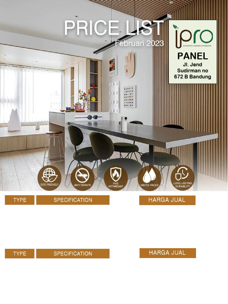 Price List Ipro Panel 2023 | PDF