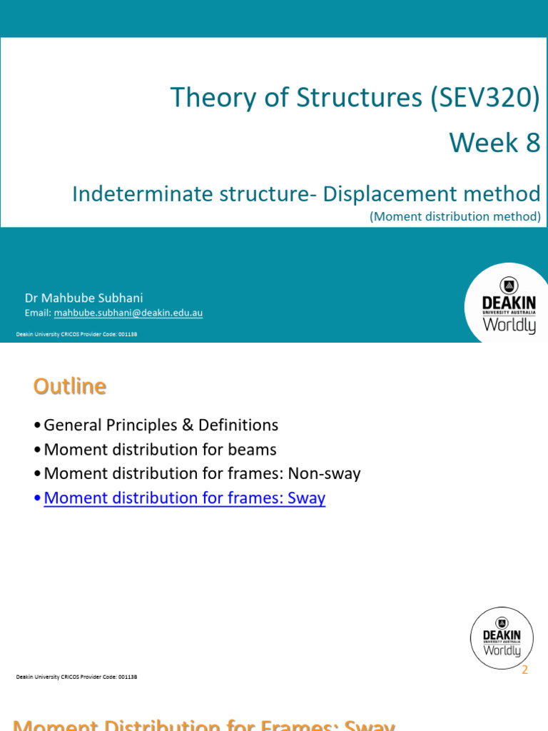 Lecture 8.0 Moment Distribution Method-2 | PDF | Structural Analysis | Bending