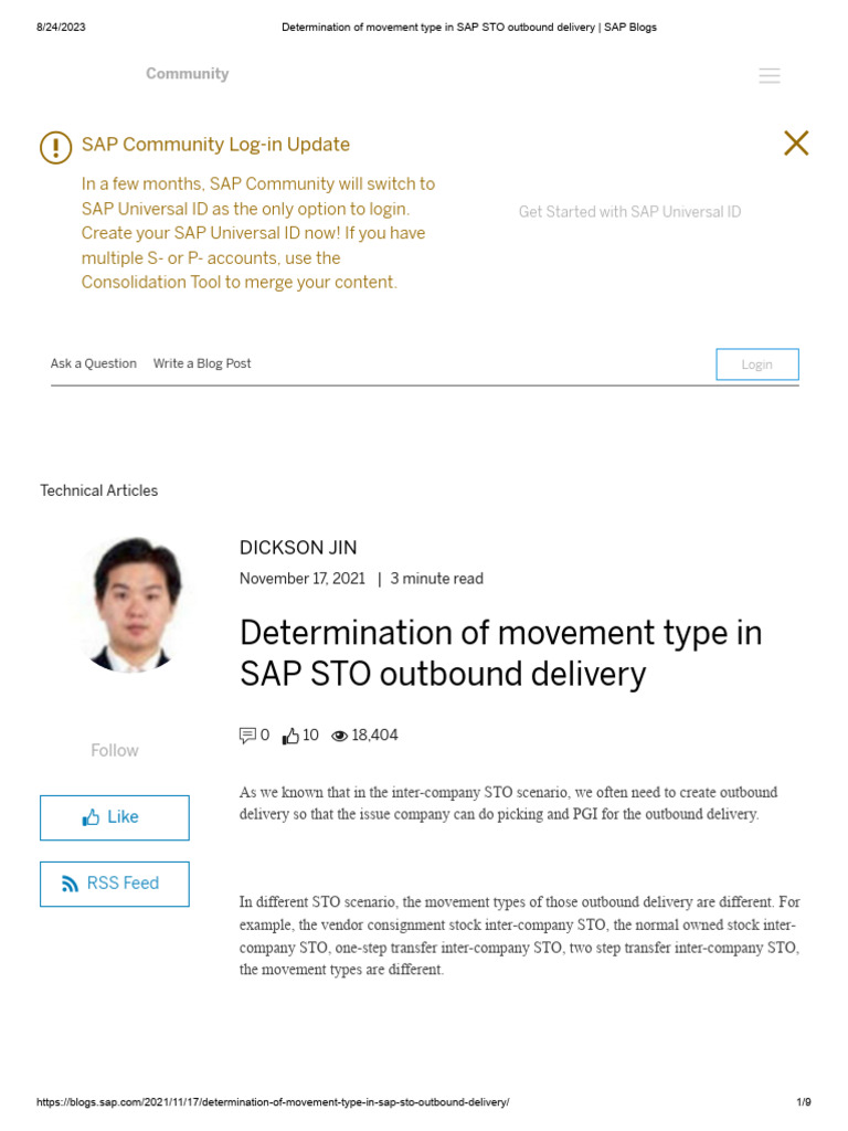 Determination of Movement Type in SAP STO Outbound Delivery - SAP Blogs ...