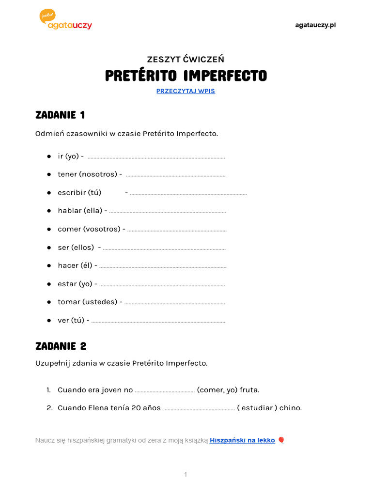 Cwiczenia PRETERITO IMPERFECTO | PDF