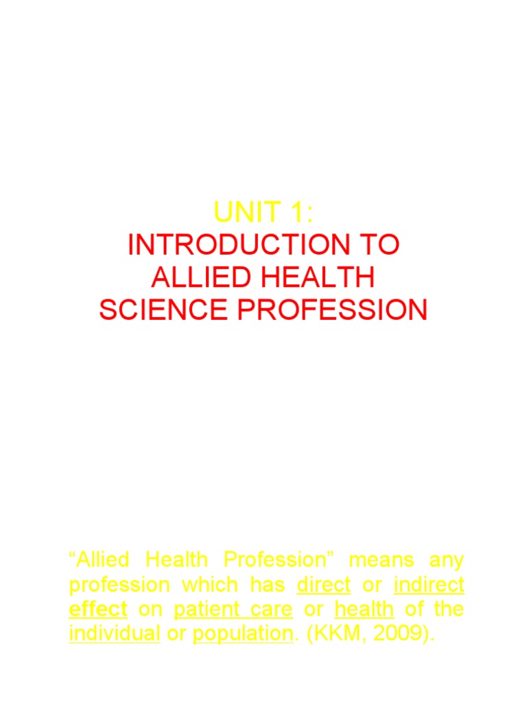 Unit 1 Introduction To Allied Health Profession | PDF | Medical Imaging ...