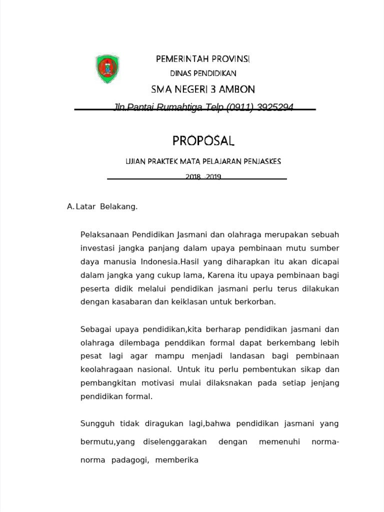 PDF Proposal Ujian Praktek Penjas Compress | PDF