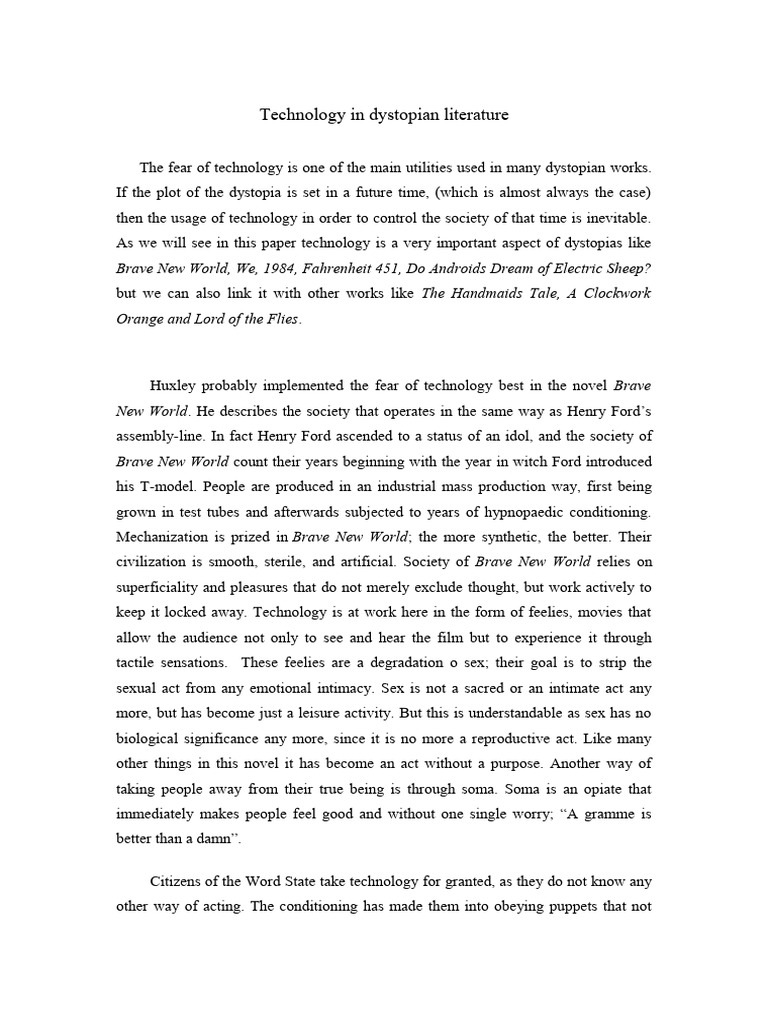 Technology's Role in Dystopian Literature | PDF | Dystopia